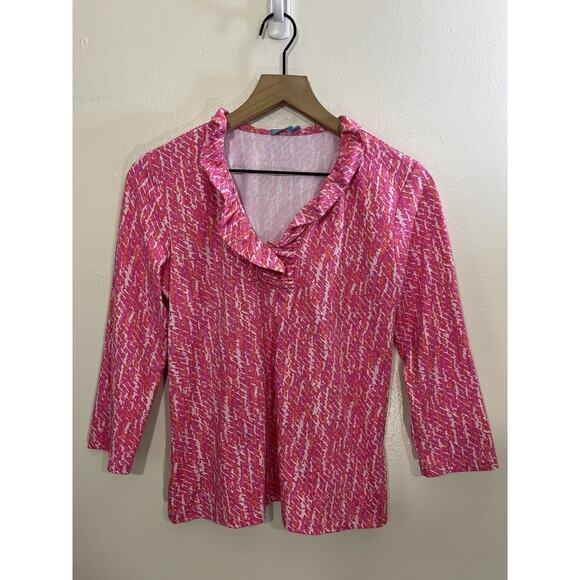 J. McLaughlin | Tops | J Mclaughlin Durham Ruffle Neck Catalina Cloth ...